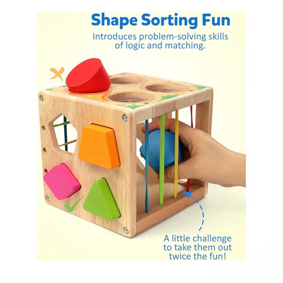 Toys | Montessori Wooden Shape Sorting Cube Toy 12mo | Poshmark